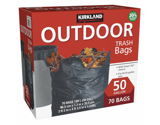 Kirkland 10 gallon trash bags store