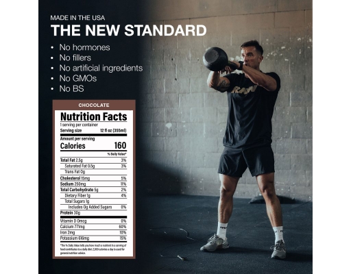 RAW Protein 30g Protein Shake, Chocolate, 12 ct.