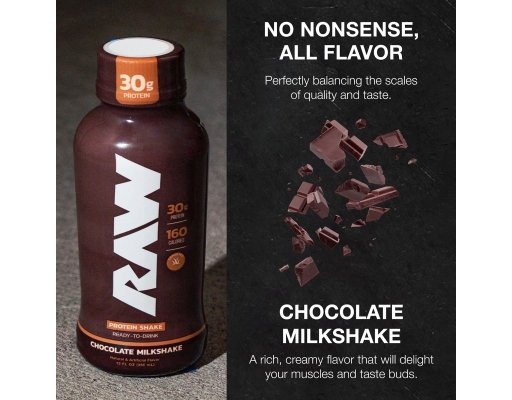RAW Protein 30g Protein Shake, Chocolate, 12 ct.