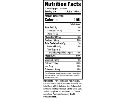 RAW Protein 30g Protein Shake, Chocolate, 12 ct.