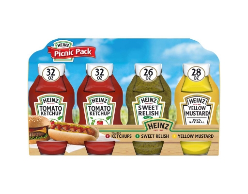 Heinz Condiment Bottles Picnic-pk 4 ct