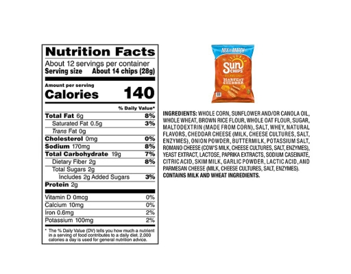 sun chips label