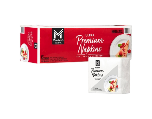 Member's Mark Ultra Premium Napkins White 110 ct (6-pk)