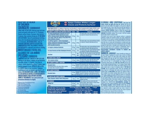 clorox performance bleach label