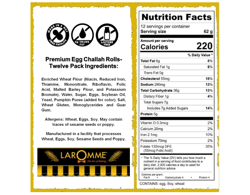 Laromme Egg Challah Rolls 12 ct