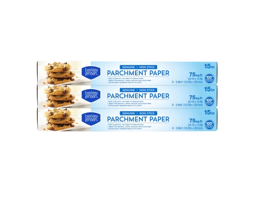 Berkley Jensen 15'' Non Stick Parchment Paper, 75 Square Feet, 3 pack