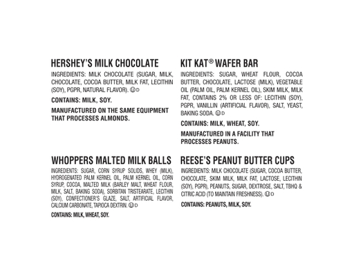 hershey chocolates list