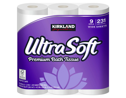 Kirkland Signature Ultra Soft Bath Tissue Toilet Paper, 2-Ply, 231 ...
