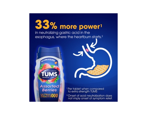 Tums Ultra Strength Antacid Chewable Tablets Assorted Berries