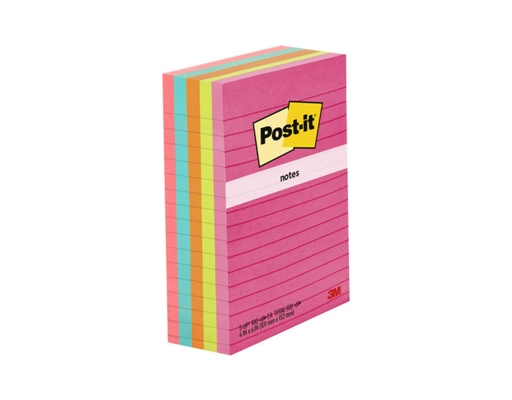 Post-It 4'' x 6'' Lined Notes Pads Pastel 100 ct (5-pk)