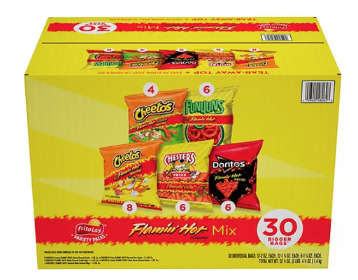 Frito-Lay Snack Mix, Flamin' Hot, Variety Pack Chips, 30 ct