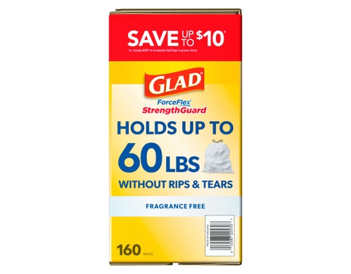 Glad ForceFlex Tall Kitchen Drawstring Trash Bags - Fragrance Free, 160 ...