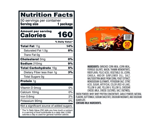 Cheetos Flamin' Hot Crunchy Snacks, 1 oz., 50 pack