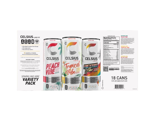 Celsius Live Fit Sparkling Vibe Variety Pack 12 fl. oz., 18 pack