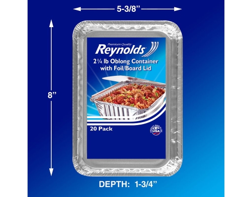 Reynolds Oblong Foil Take Out Containers with Lids, 20 count