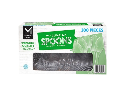 Member's Mark Clear Plastic Spoons, Heavyweight 300 count