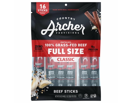 Country Archer Grass Fed Beef Sticks, 1oz, 16 pk