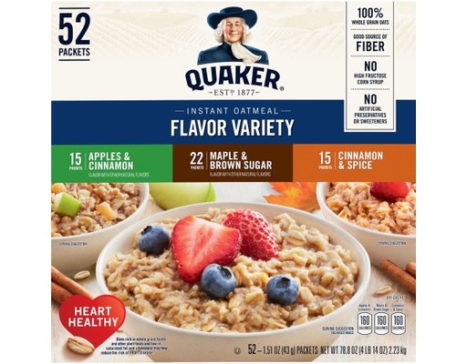 Quaker Instant Oatmeal Flavor Variety 1.51 oz (52-pk)
