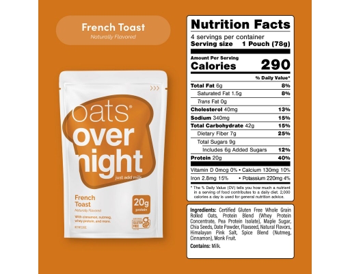 Oats Overnight High Protein Oatmeal Shake Variety Pack, 8 pack