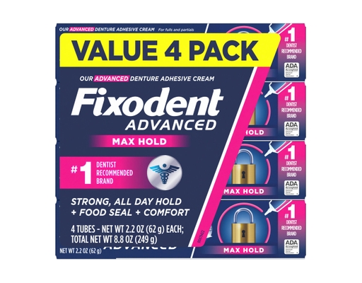 Fixodent Advanced Max Hold Denture Adhesive Cream 2.2 oz (4-pk)