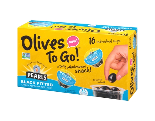 Pearls Black Pitted Olives To Go 1.2 oz (16-pk)