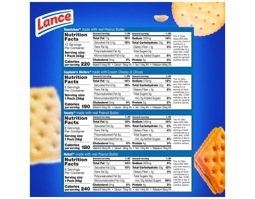 Lance Sandwich Crackers Variety Pack 36 ct