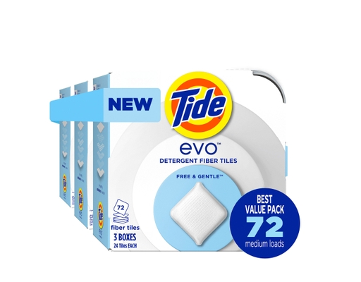 Tide Evo Free & Gentle Laundry Detergent Tiles, 72 count