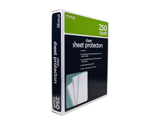 Top Flight Clear Sheet Protectors, 250 count