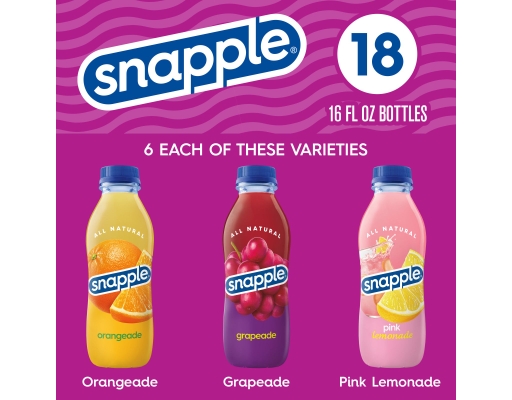 Snapple Juice Drink Variety Pack, Bottles, 16 fl. oz., 18 pack