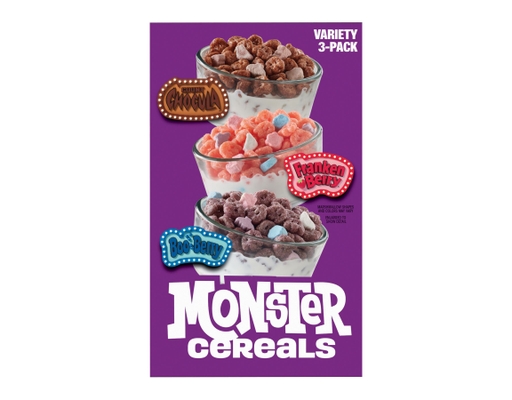 Monsters Cereal, Count Chocula, Franken Berry and Boo Berry, 3 pack