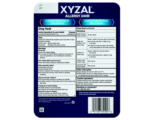 Xyzal 5mg Allergy Relief Tablets 55 ct (2-pk)