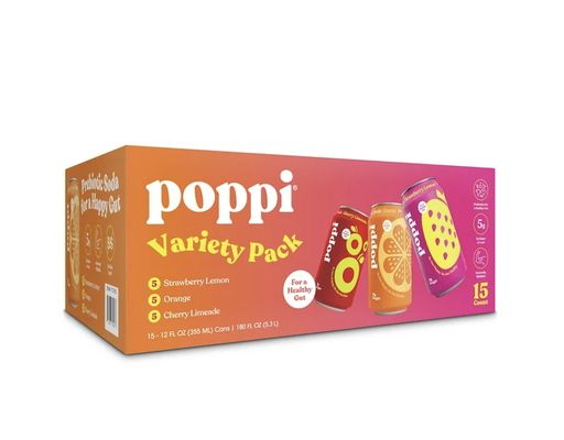 Poppi Prebiotic Soda Variety Pack 12 fl oz (15-pk)
