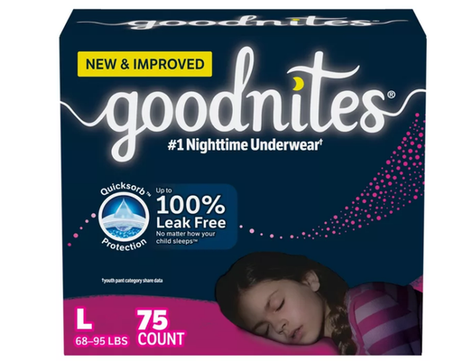 Goodnites Girls' Bedwetting Underwear Large 75 count