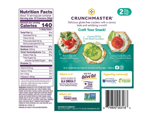Crunchmaster Ranch Flavored Rice Crackers, 8 oz., 2 pack