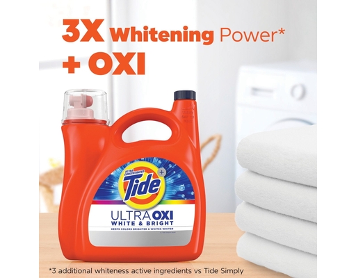 Tide Ultra OXI White and Bright Liquid Laundry Detergent, 100 loads ...