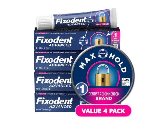 Fixodent Advanced Max Hold Denture Adhesive Cream 2.2 oz (4-pk)