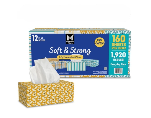 Member's Mark Soft & Strong 2-Ply Premium Facial Tissues 160 ct