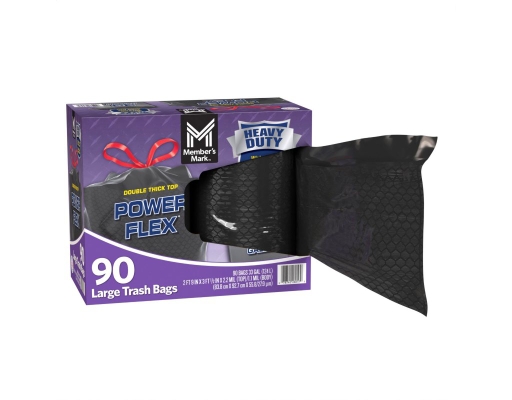 Member's Mark 33-Gallon Power Flex Drawstring Trash Bags 90 ct.