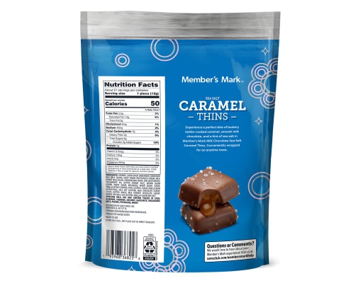 Member's Mark Milk Chocolate Sea Salt Caramel Thins, 50 ct.
