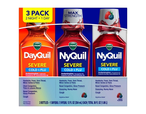 Vicks Severe Cold & Flu Relief Liquid Set Variety Pack 12 fl o