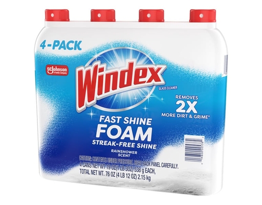 Windex Foam Glass Cleaner, 19 oz, 4 count