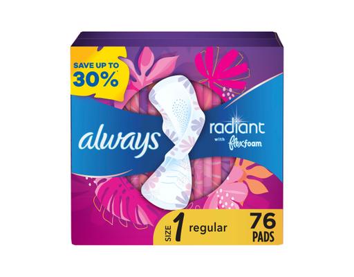 Always Infinity FlexFoam Pads Radiant Size 1 Regular 76 ct